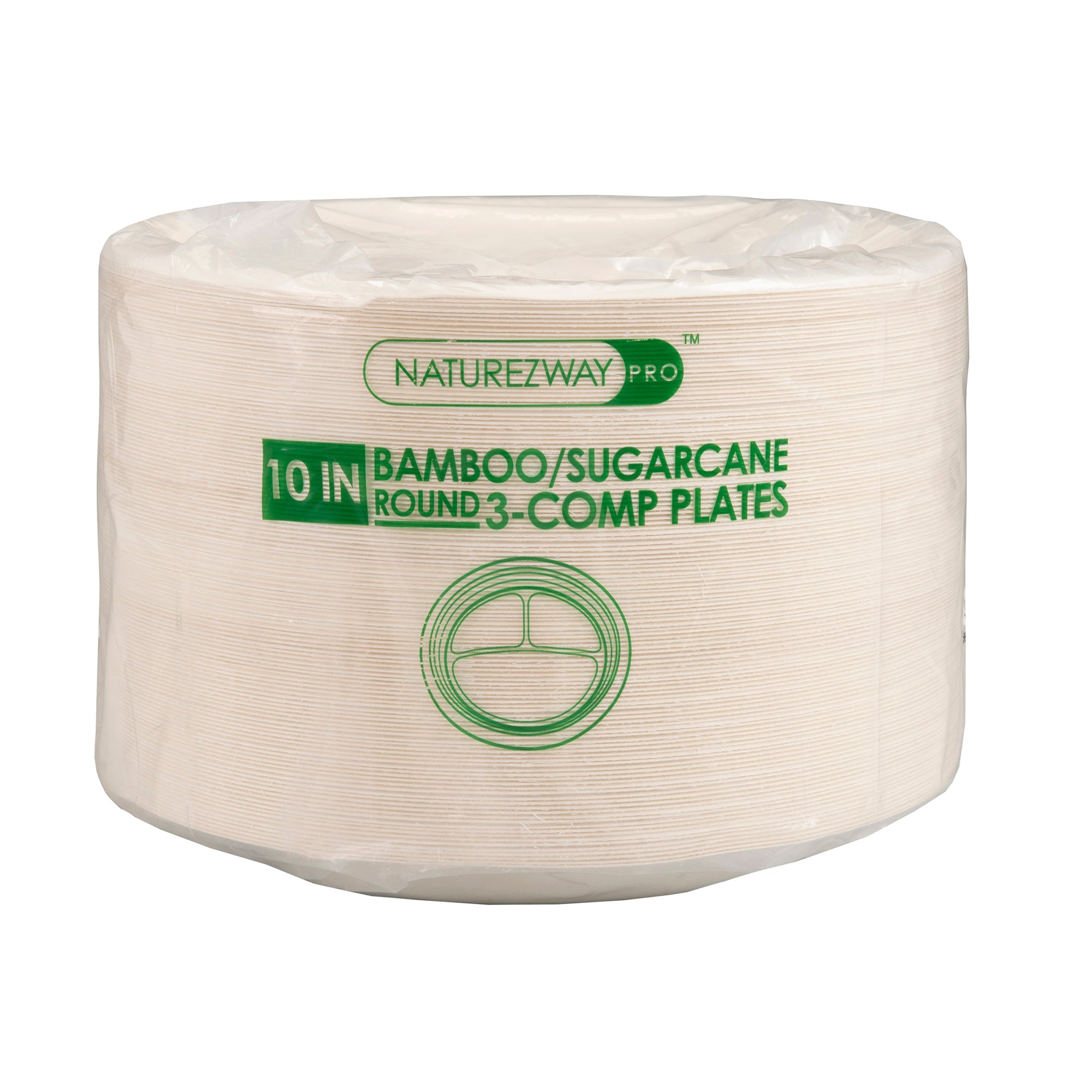 Eco-Friendly 125 PACK 10” Inch Bamboo Round 3 Comp. Plates – Compostab ...